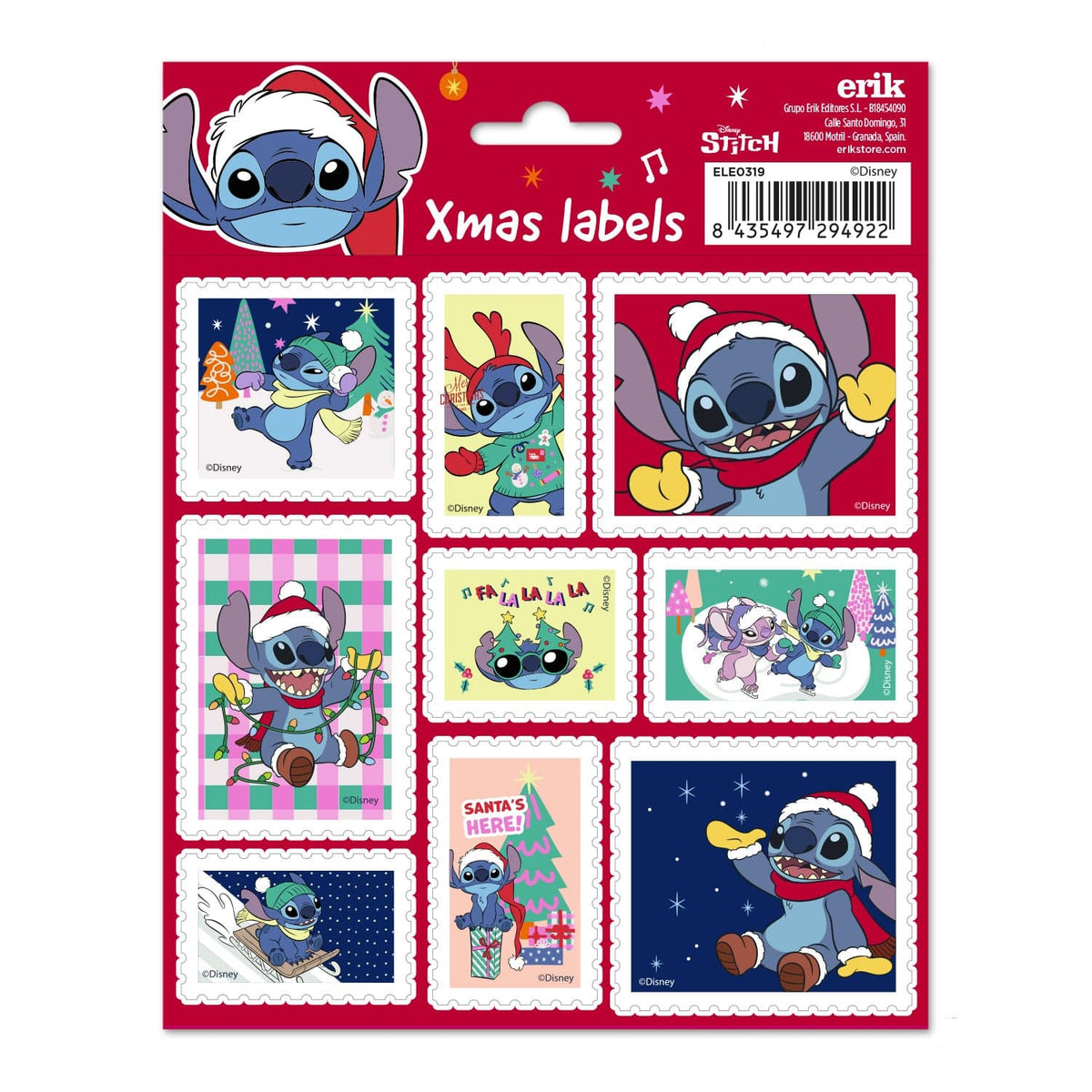 DISNEY STITCH CHRISTMAS SELF-ADHESIVE LABELS [Sticker] – Golden Discs